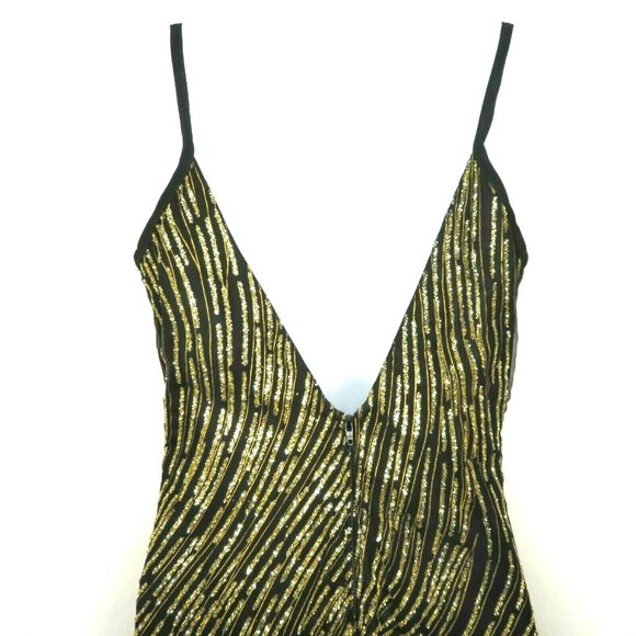 New Leaf | Dresses | Vintage Black Evening Gown Slip Dress S Sheer Gold ...